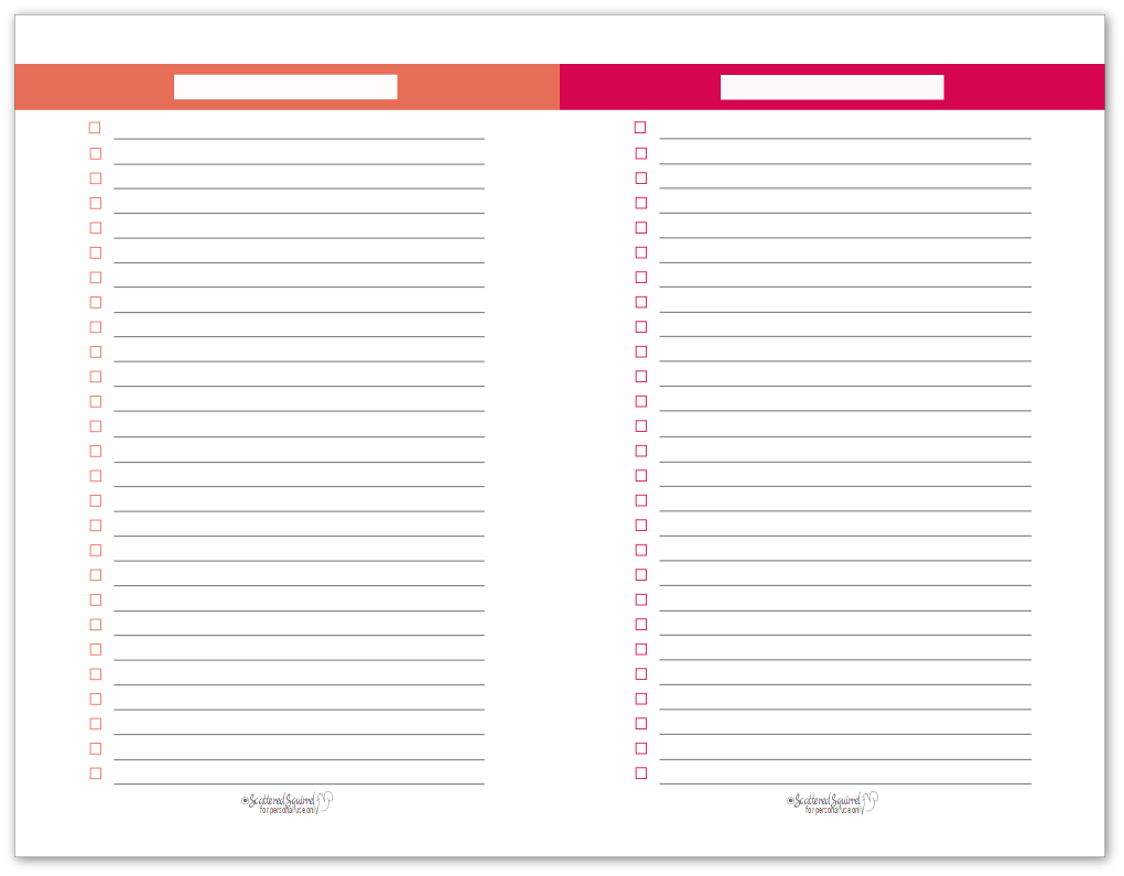 Master To Do List Half Size Page 3 Scattered Squirrel