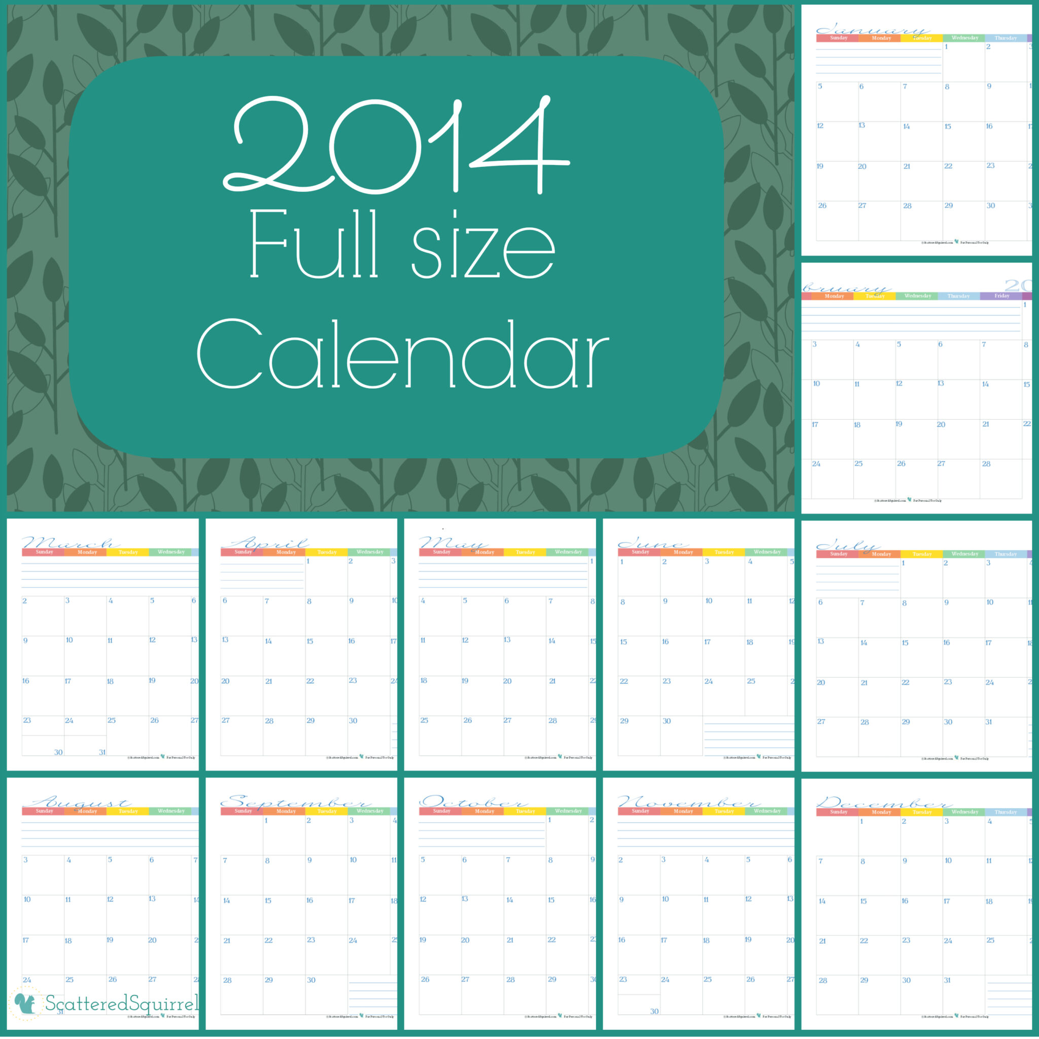 2014 Calendars Half Size Edition - Scattered Squirrel