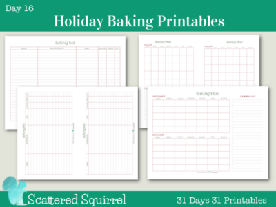 {Day 16} Holiday Baking Printables - Scattered Squirrel