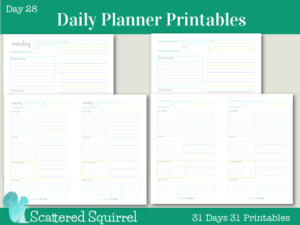 {Day 28} Daily Planner Printables - ScatteredSquirrel