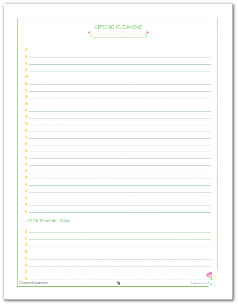 blank-spring-cleaning-check-list - Scattered Squirrel