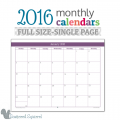 2016 Monthly Calendar Printables-Full Size Edition