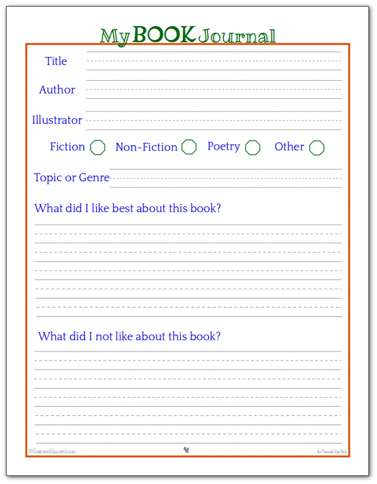 Book Journal Printables for Book Lovers of All Ages