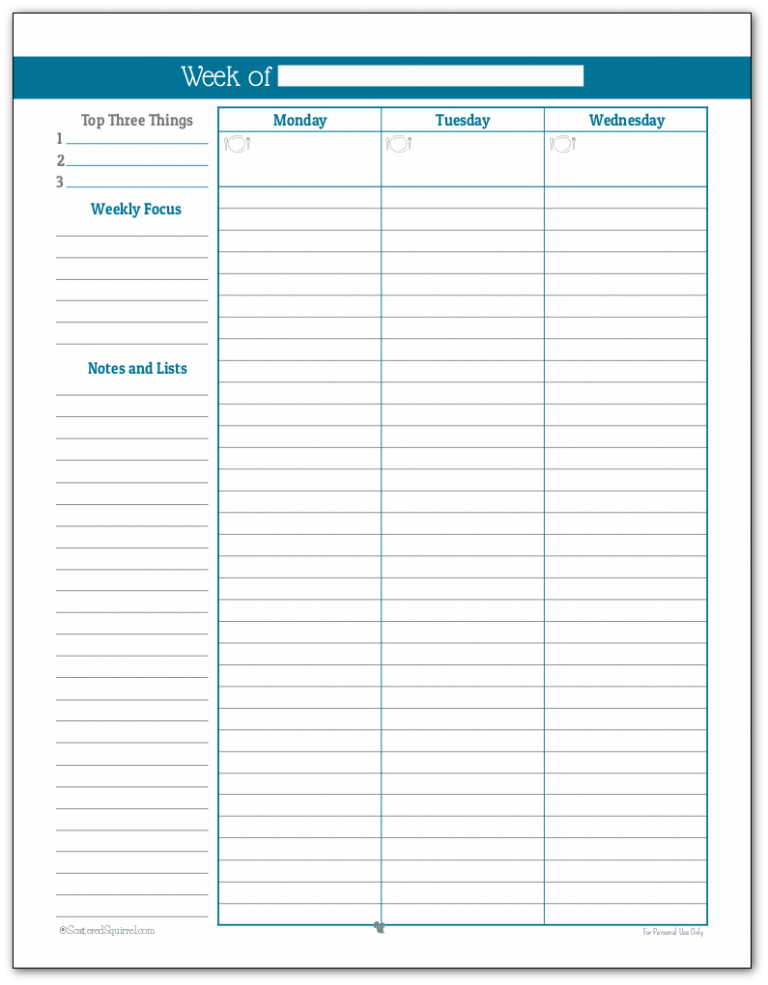 Simple Weekly Planner Printables