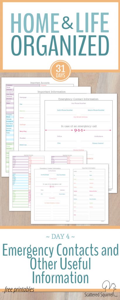 Emergency Contacts and Other Useful Home Related Information