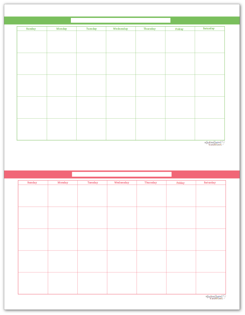 Colourful Blank Monthly Calendars Make a Great Jumping Off Point