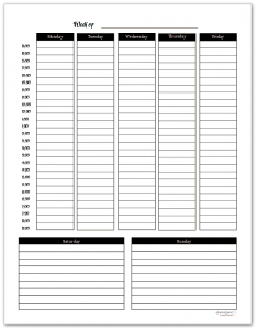 Free Black and White Weekly Planner Printables