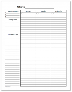Free Black and White Weekly Planner Printables