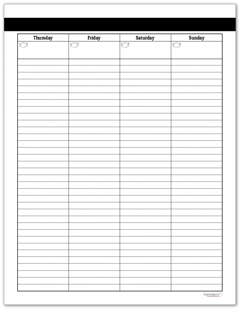 Free Black and White Weekly Planner Printables