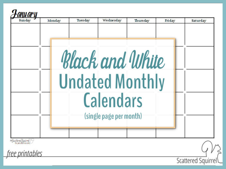 Black and White Undated Monthly Calendars are Great Additions to Your ...