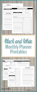 Black and White Monthly Planner Printables are here