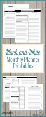 Black and White Monthly Planner Printables are here