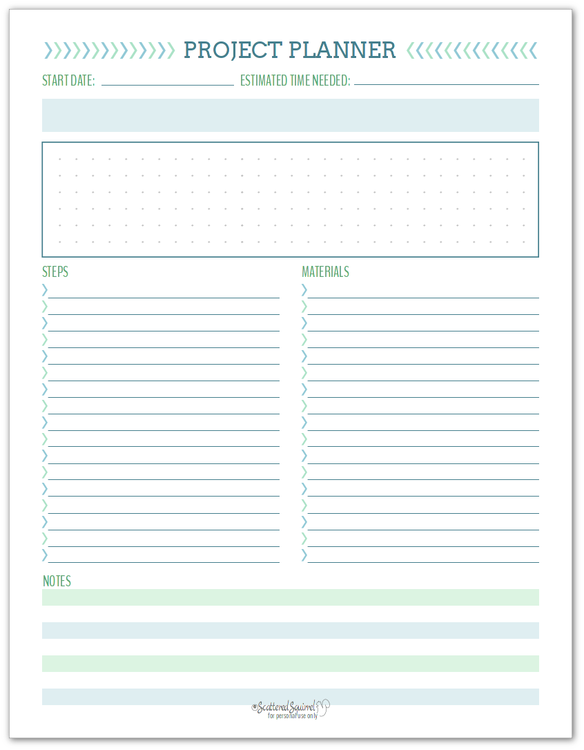NEW Project Planning Printable Set Scattered Squirrel