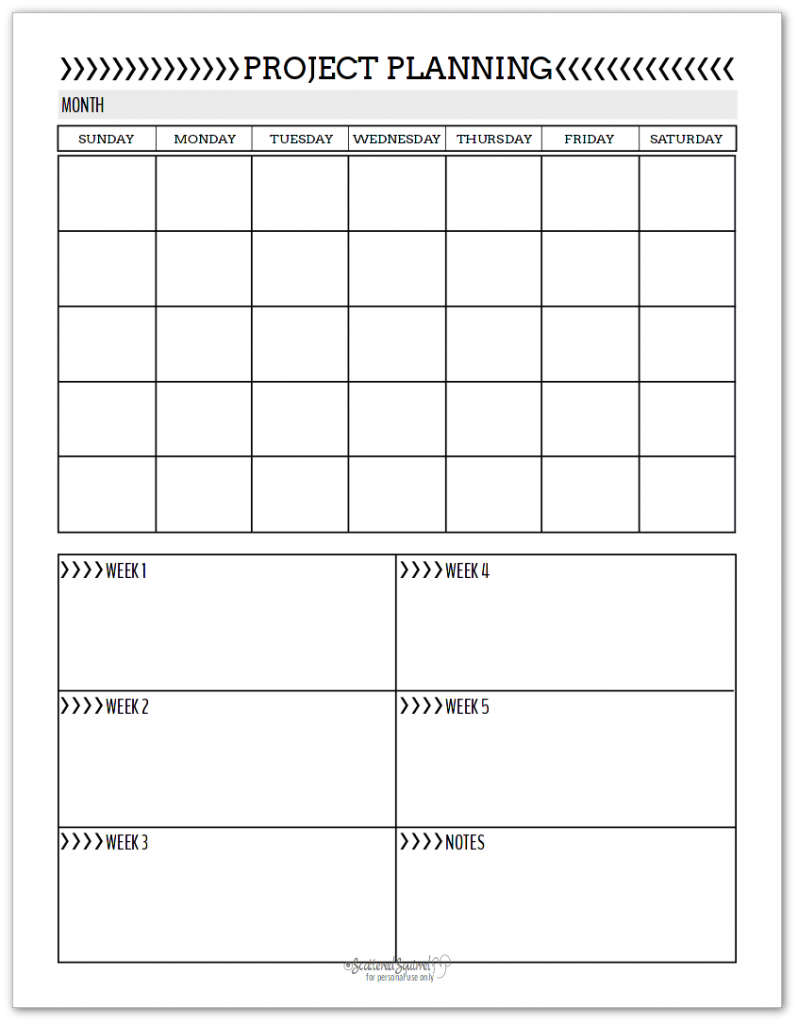 Black and White Project Planner Printables -Scattered Squirrel