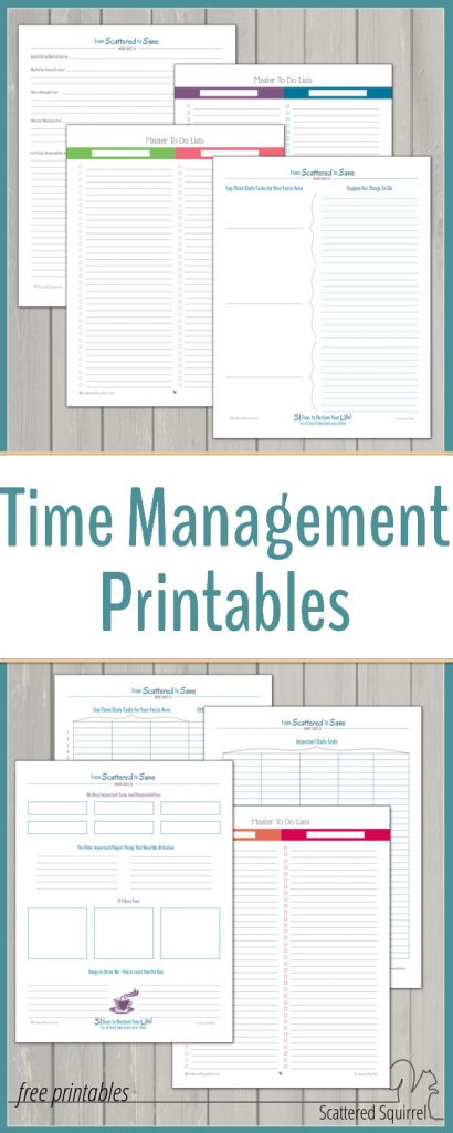 Time Management Free Printables - Scattered Squirrel