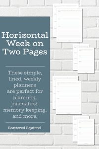 New Horizontal Week on Two Pages Printables - Scattered Squirrel