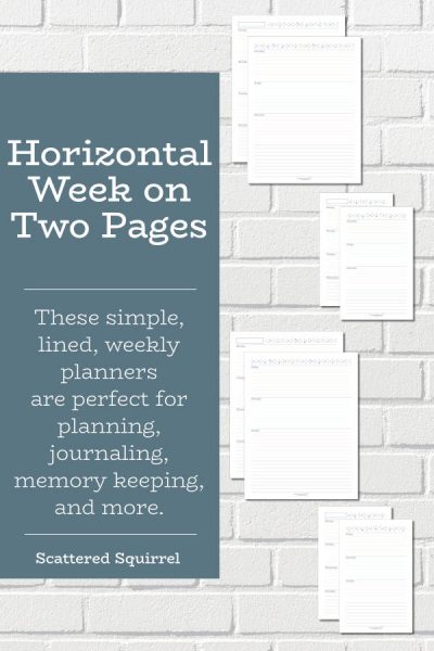 New Horizontal Week on Two Pages Printables - Scattered Squirrel