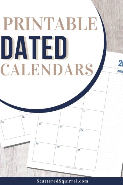 Dated Calendars - Scattered Squirrel