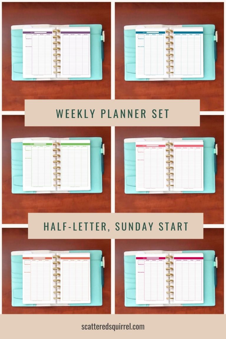 New Sunday Start Weekly Planners - Scattered Squirrel