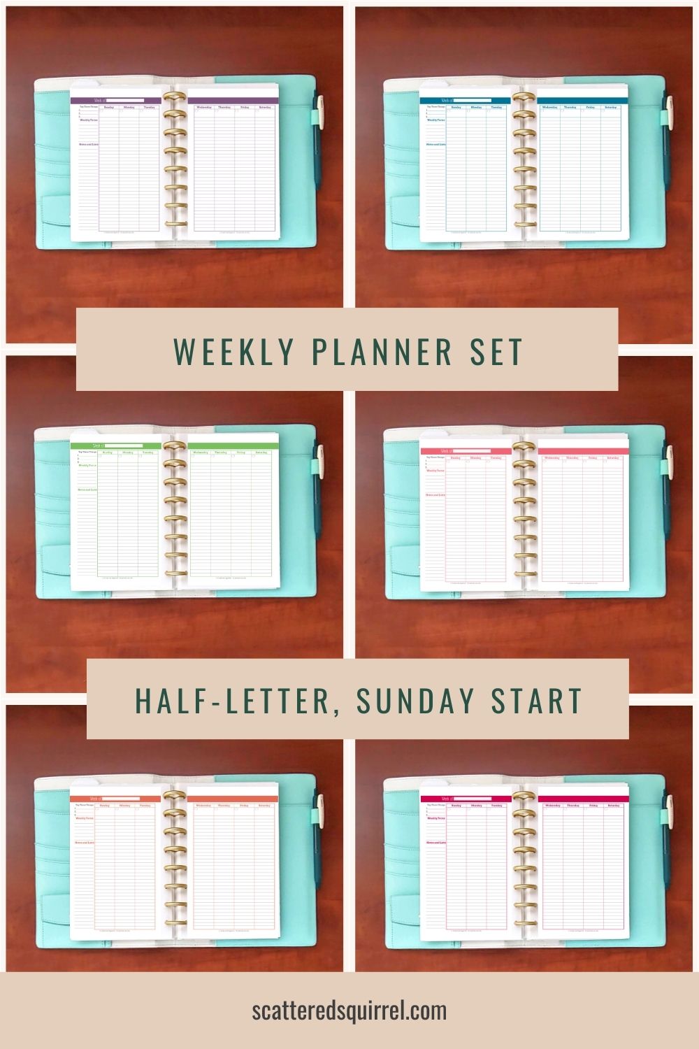 New Sunday Start Weekly Planners - Scattered Squirrel