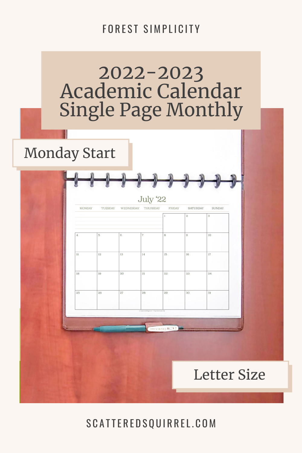 New Academic Calendar Printables for 2022-2023!! - Scattered Squirrel
