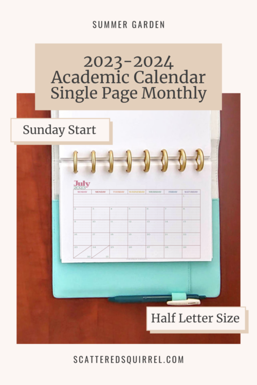 Free Printable Academic Calendars - Scattered Squirrel