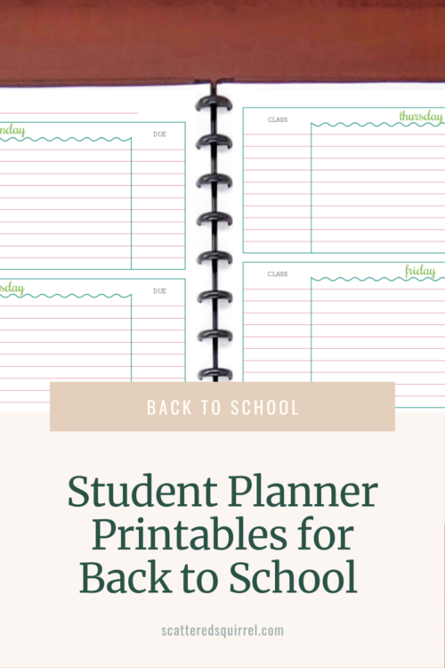 Getting Ready for Back to School - Student Planner Printables