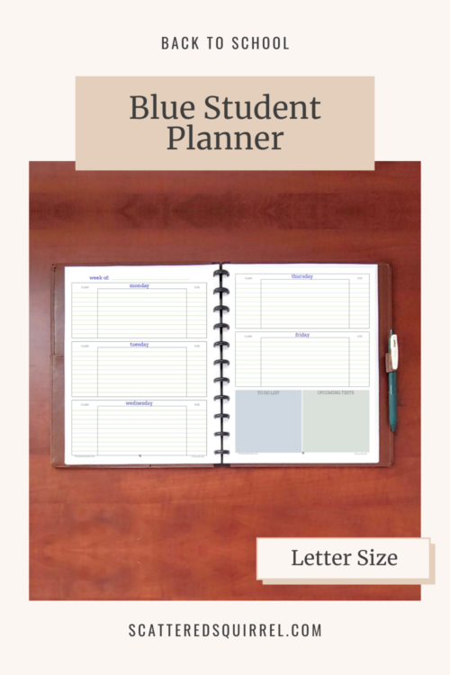 Getting Ready for Back to School - Student Planner Printables